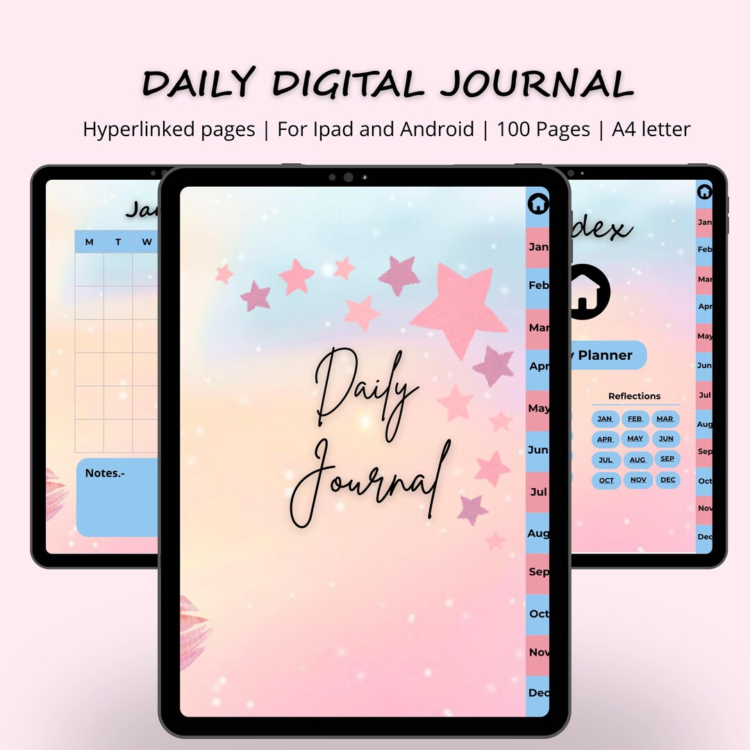 Daily Digital Journal | Undated Daily Planner | Self-care and ...