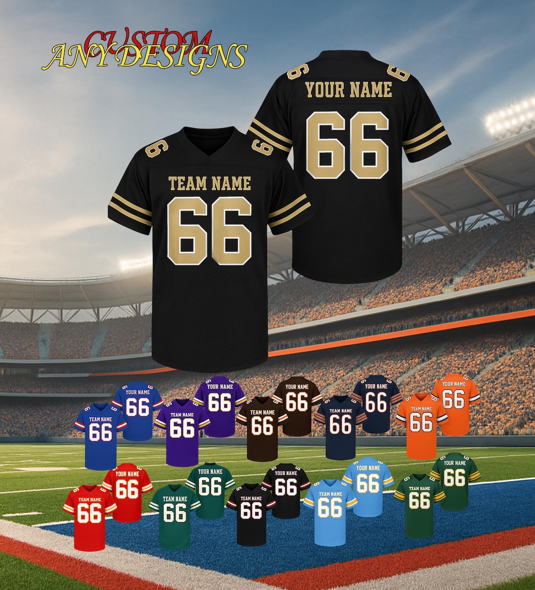 Custom Football Jersey, Personalized Printed Jerseys Team Name Number ...