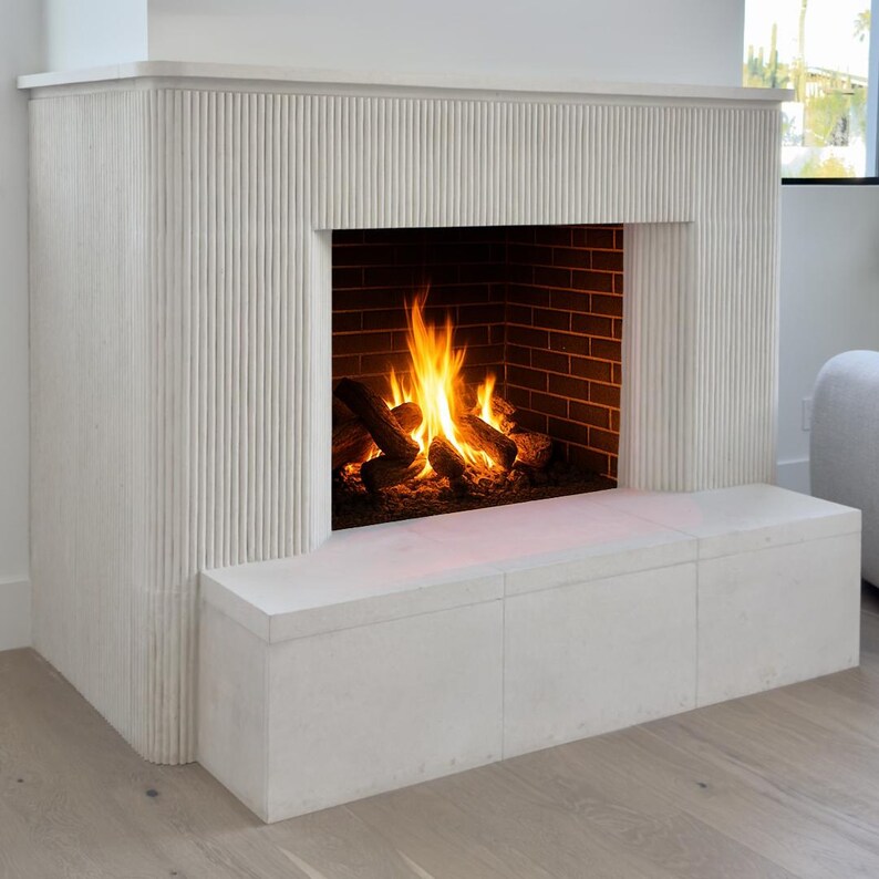 Custom Hand-carved Limestone Fireplace Mantel – Fluted Modern Design - Etsy