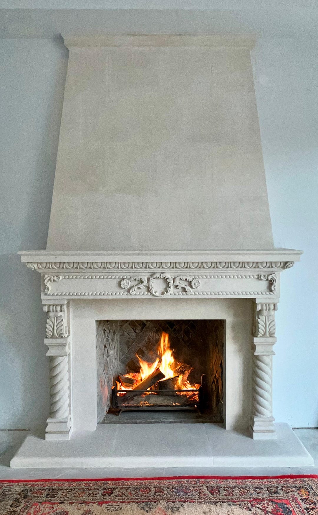Valentia – Custom Hand-carved Limestone or Cantera Stone Fireplace ...