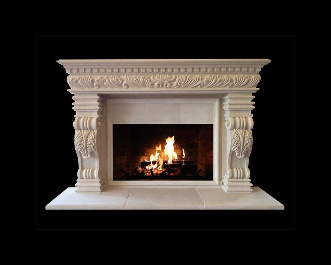 Roman Parthenon Fireplace Mantel – Custom Hand-carved Limestone or ...