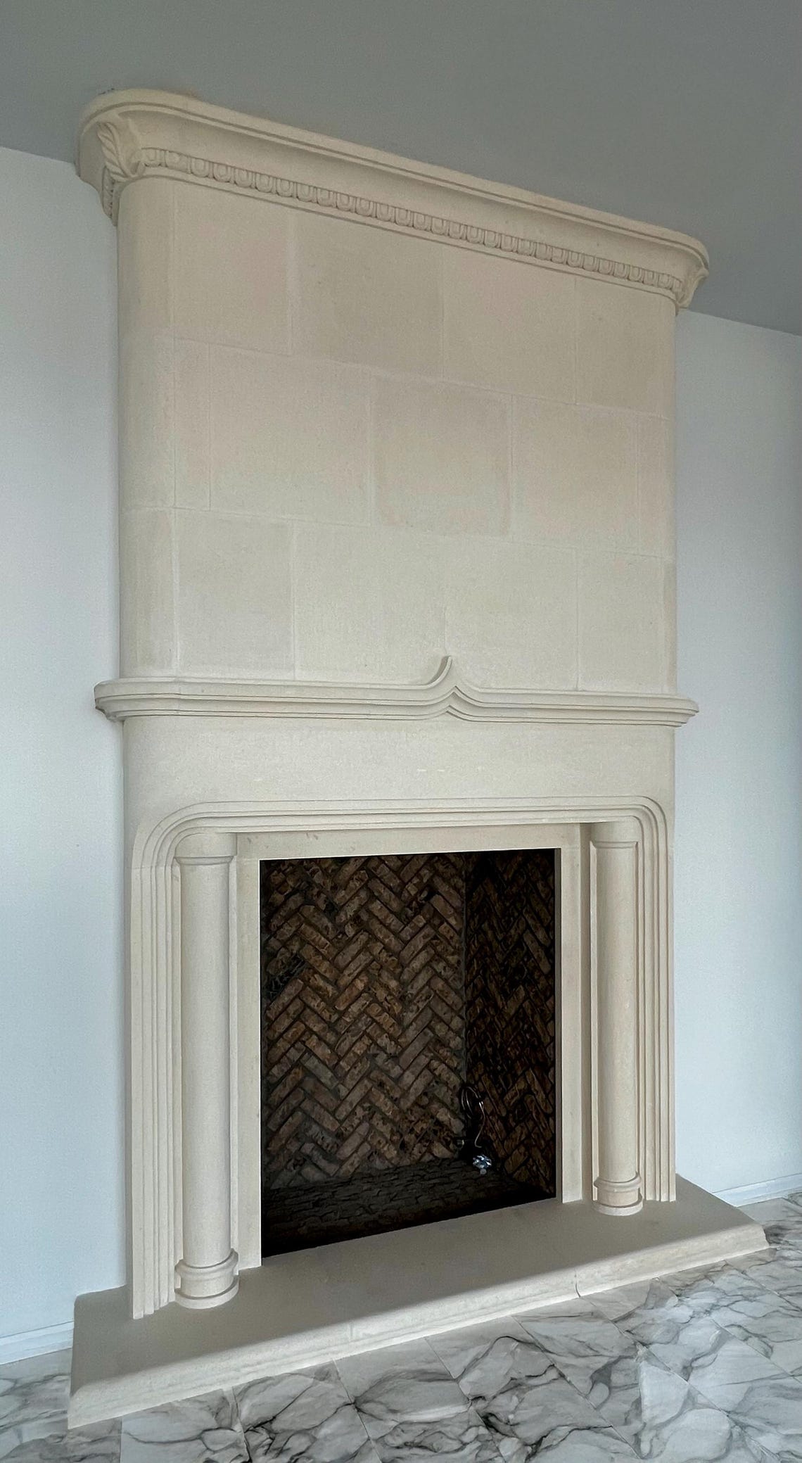 Samara – Custom Hand-carved Limestone or Cantera Stone Fireplace Mantel ...