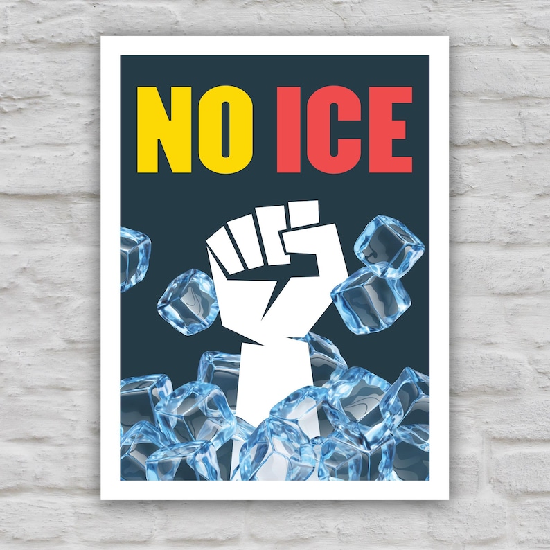 No ICE Protest Sign: Raised Fist, Anti-ice, Anti-trump Art (digital ...