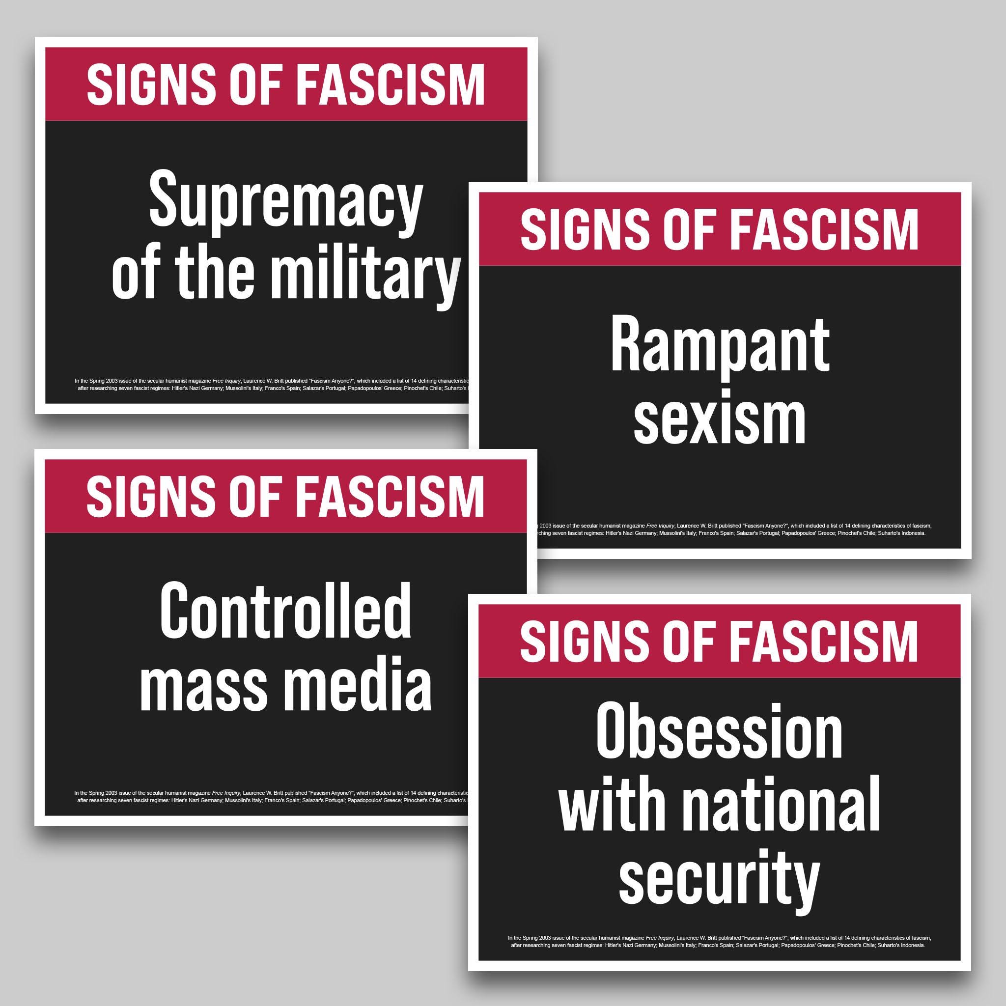 Signs of Fascism Protest Bundle: 16 Printable Posters in 4 Sizes ...