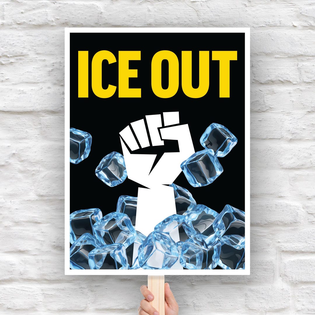 ICE Out Protest Sign | Abolish Anti Ice Poster | Raised Fist Immigrant ...