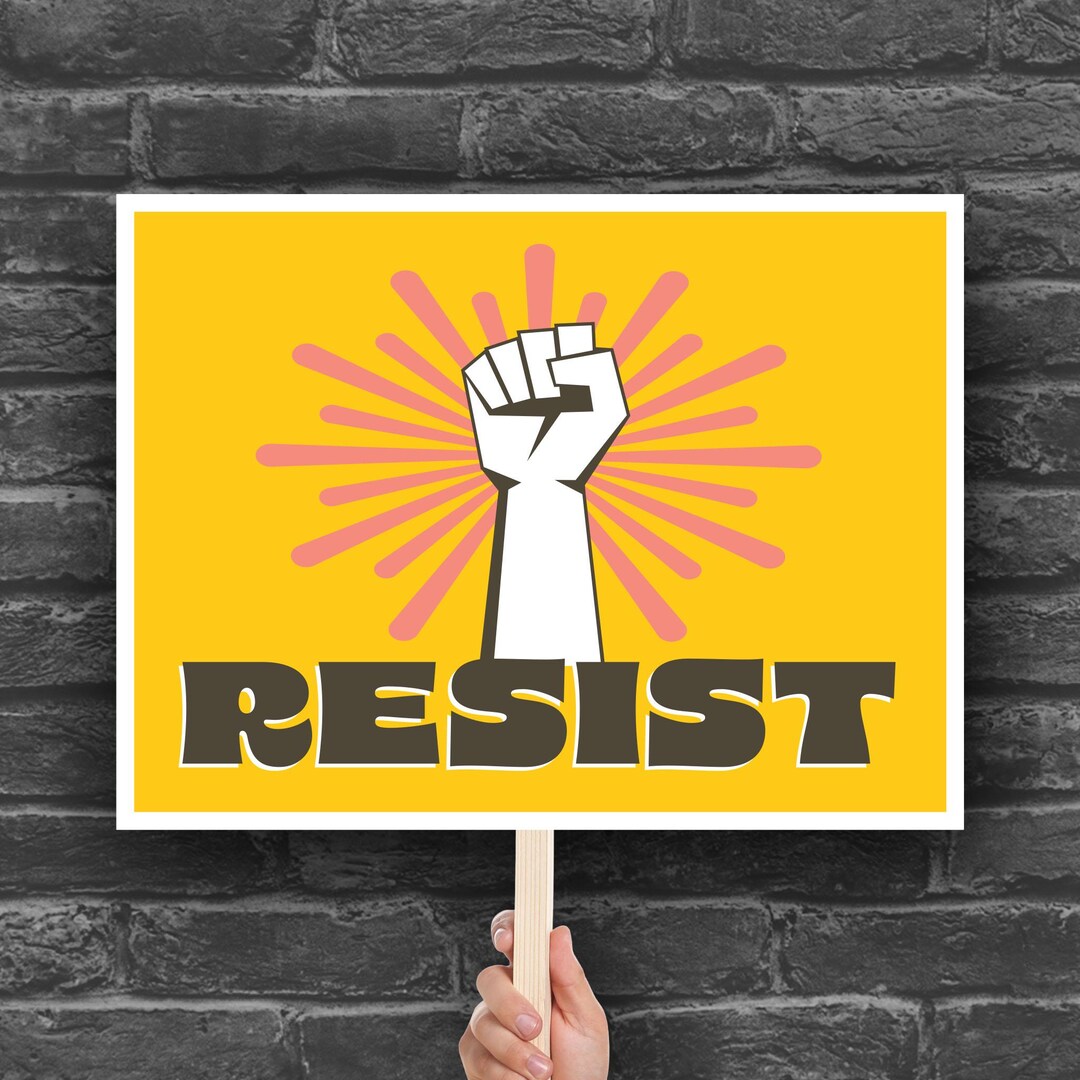 Resist Protest Sign | Raised Fist Retro Poster | No Kings Resistance ...