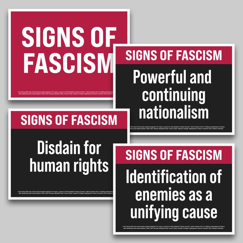 Signs of Fascism Protest Bundle: 16 Printable Posters in 4 Sizes ...