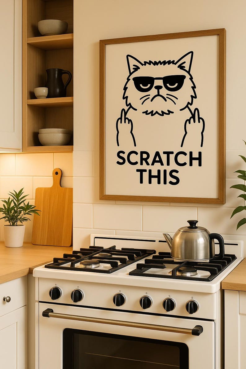 Grumpy Cat Art Print: Scratch This, Funny Cat Meme (digital Download ...