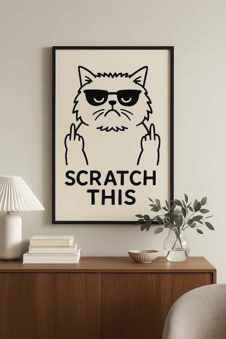 Grumpy Cat Art Print: Scratch This, Funny Cat Meme (digital Download ...