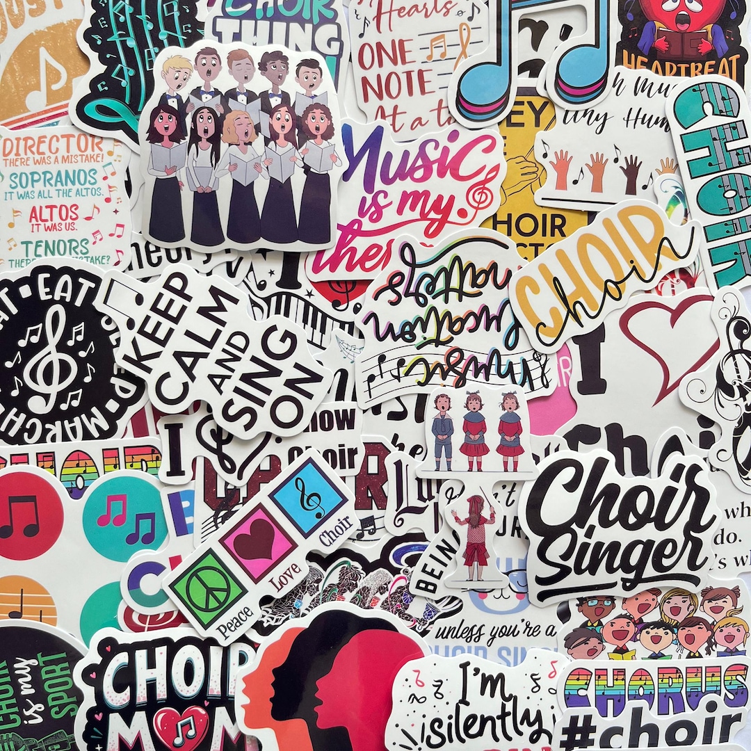 Choir Sticker Pack - 50pcs Singing & Music Stickers | Waterproof PVC ...