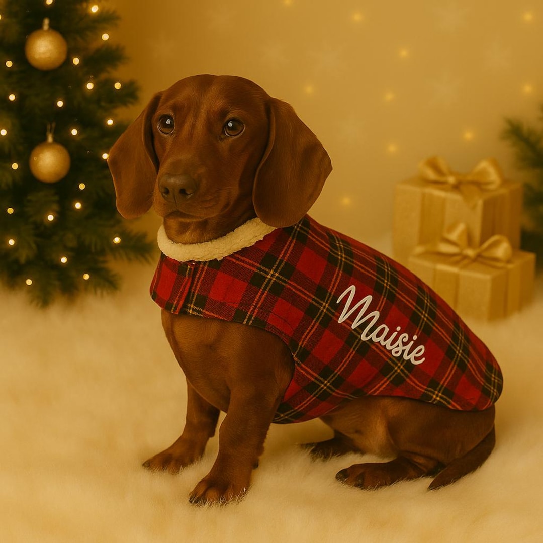 Luxury Sherpa-lined Dachshund Coat – Custom Name, Pink Fleece Doxie ...