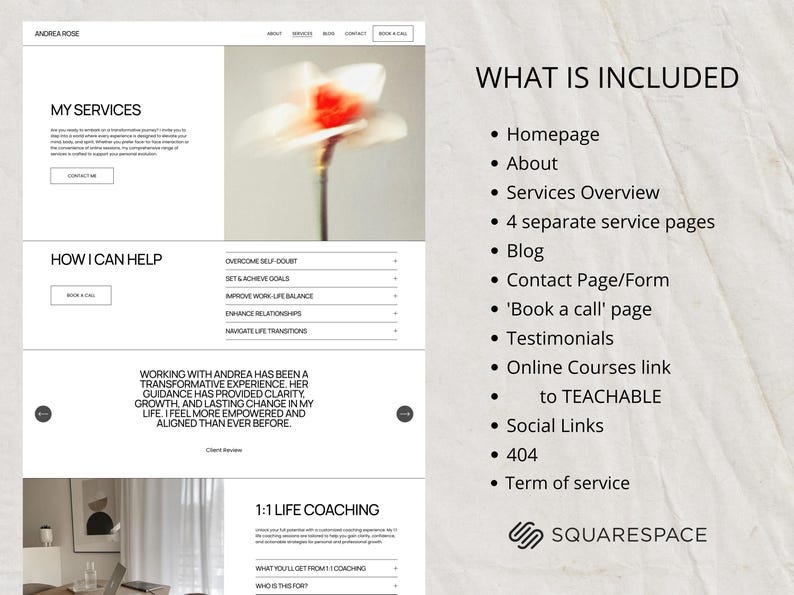 Therapist Website Template | Calm Minimal Squarespace 7.1 for ...