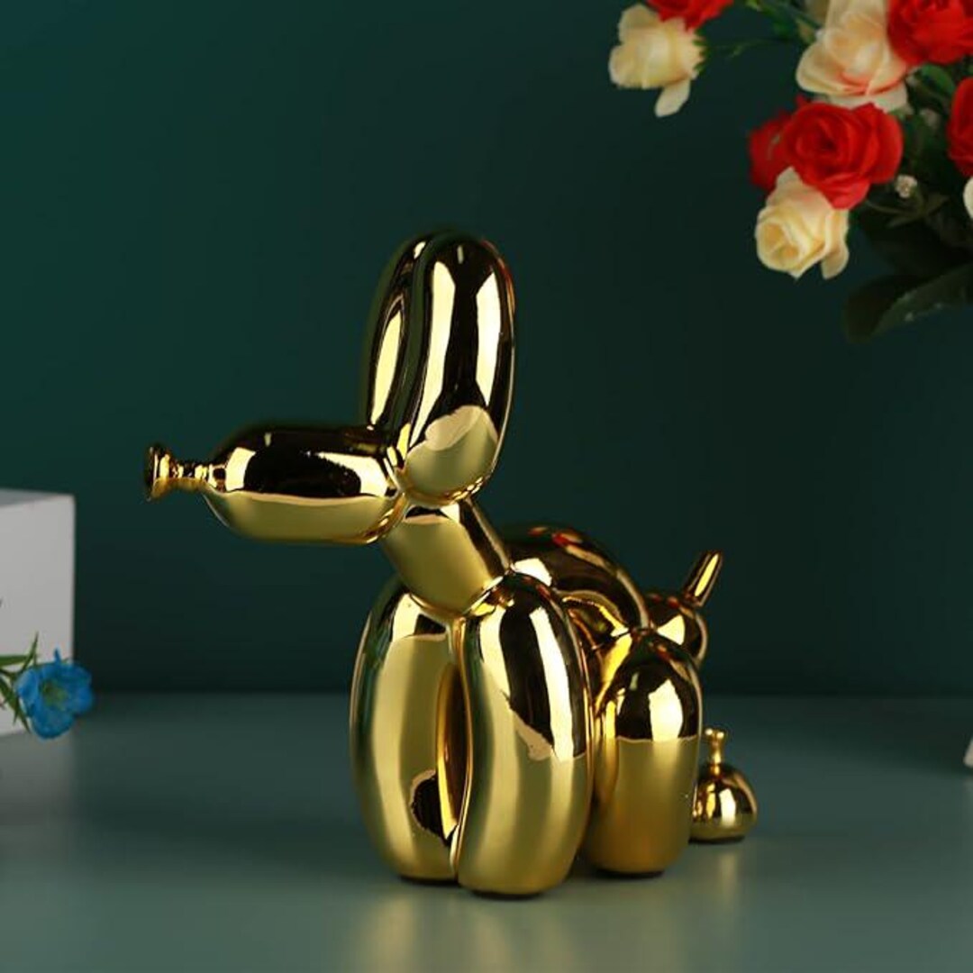Cute Balloon Dog Puppy Poop Resin Statue – Animal Sculpture, Home Décor ...