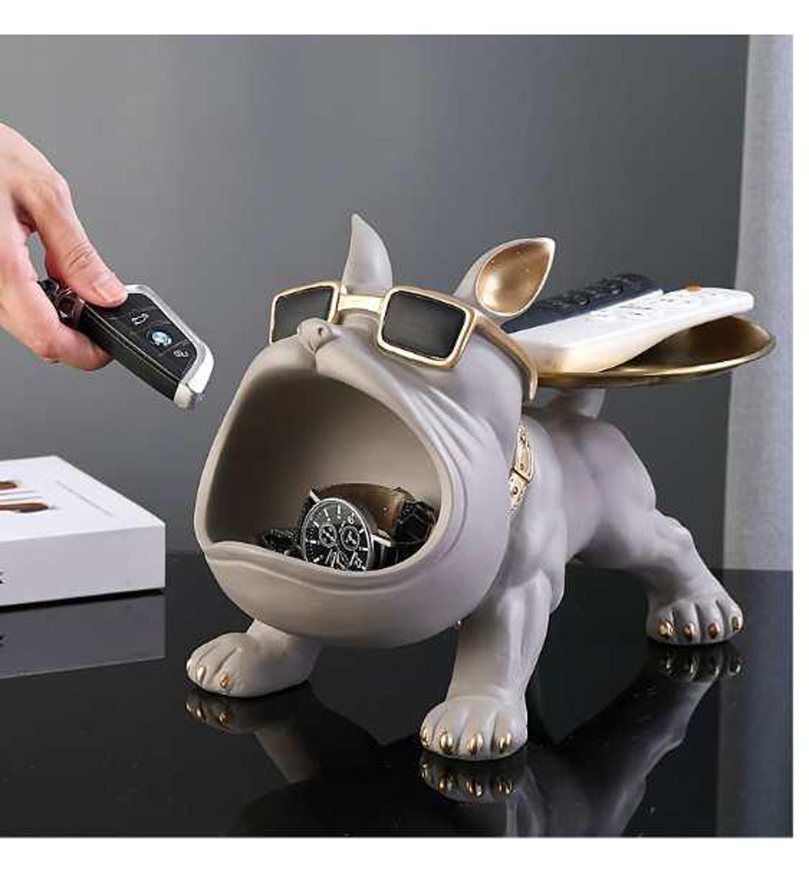 Bulldog Home Décor Figurine Dog Statue Storage Box Animal Ornament ...