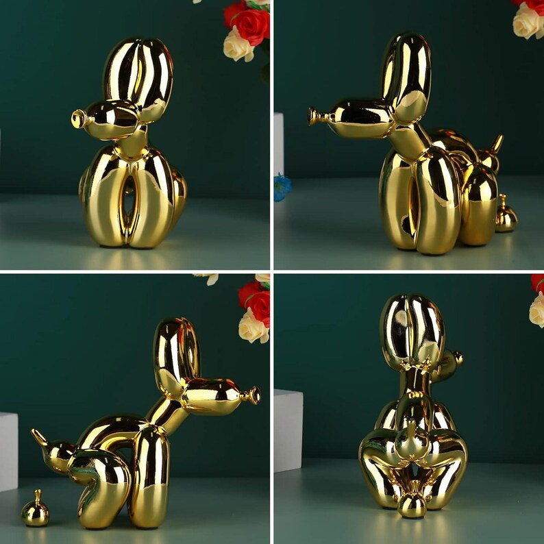 Cute Balloon Dog Puppy Poop Resin Statue – Animal Sculpture, Home Décor ...