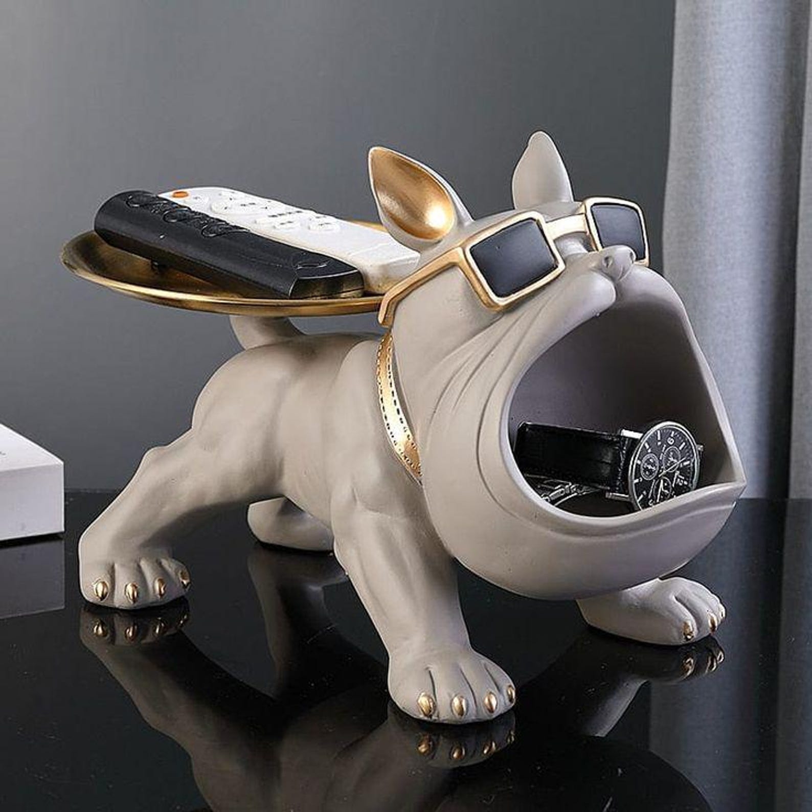 Bulldog Home Décor Figurine Dog Statue Storage Box Animal Ornament ...