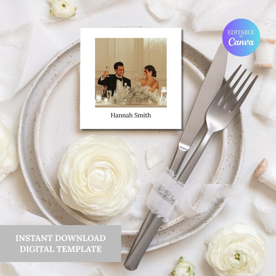 Polaroid Wedding Place Card Design Template | Easily Customisable ...