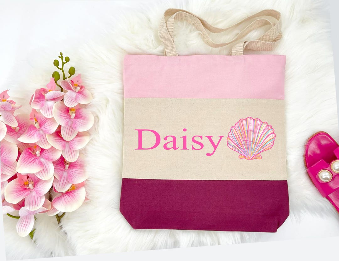 Custom Seashell Tote Bag, Personalized Beach Party Tote Bag, Summer ...