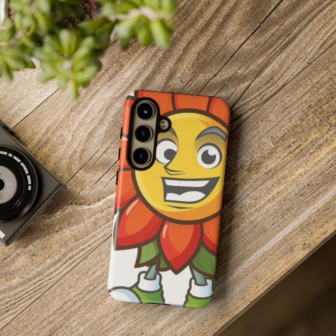 Grinning Sunflower Samsung & Pixel Case: Orange, Yellow, Boho Design ...