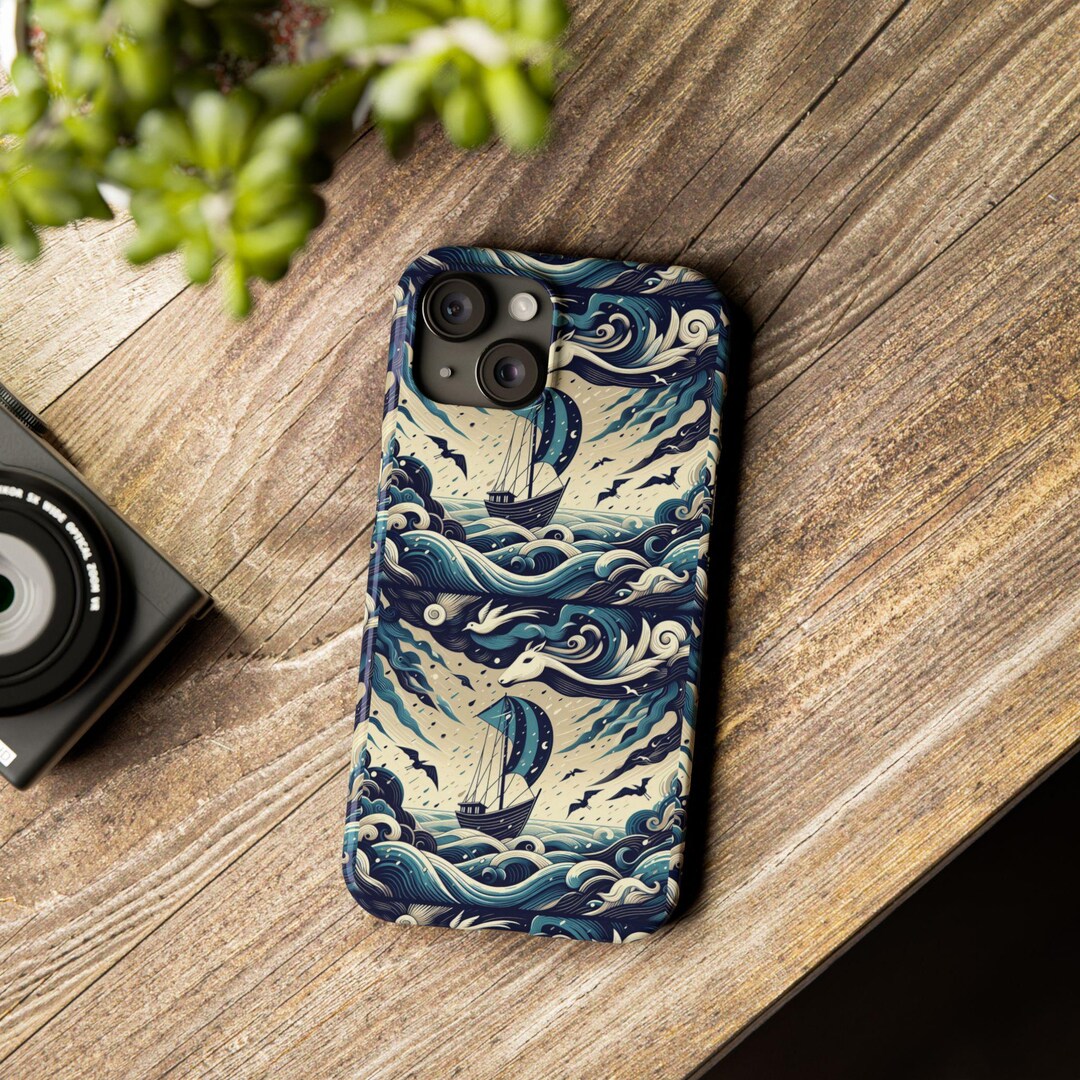 Minimalist Nautical Phone Case for iPhone - Ocean Lover Gift, Maritime ...