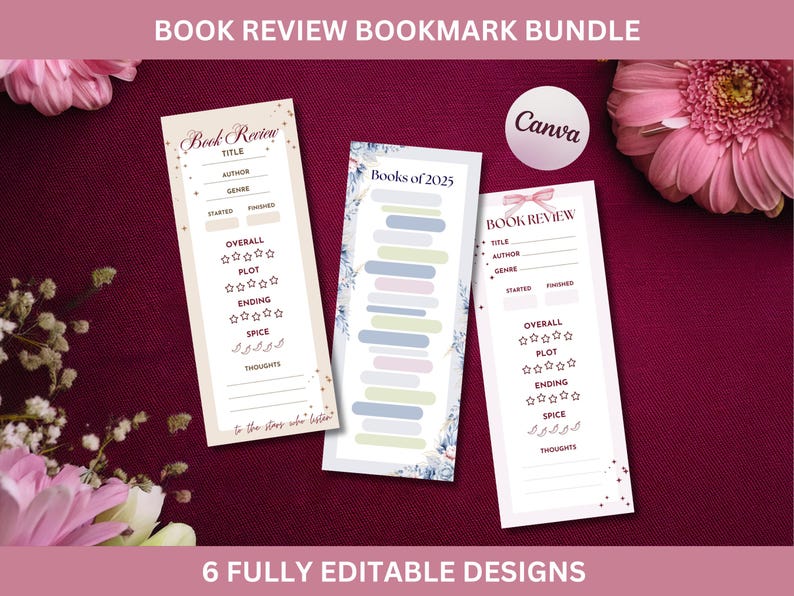 Editable Reading Log Bookmark, Printable Book Tracker, Track Books Read ...