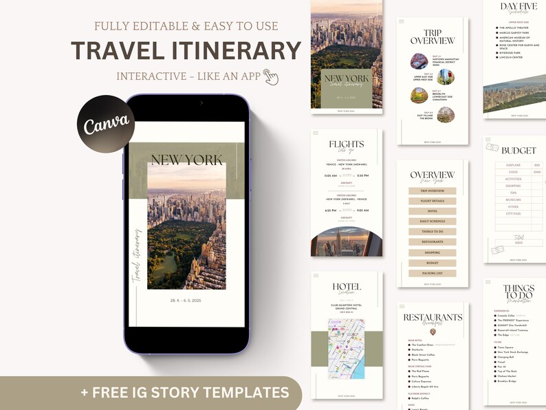 Digital Travel Itinerary, Interactive Trip Planner for Phone, Digital ...
