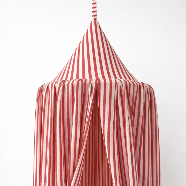 Red Striped Linen Canopy for Nursery, Baby Bed Canopy, Play Tent Canopy ...