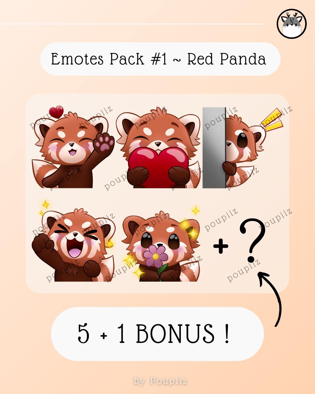 PACK #1 RED PANDA ~ Twitch｜discord｜youtube Emotes ~ Set of 6 Fixed ...