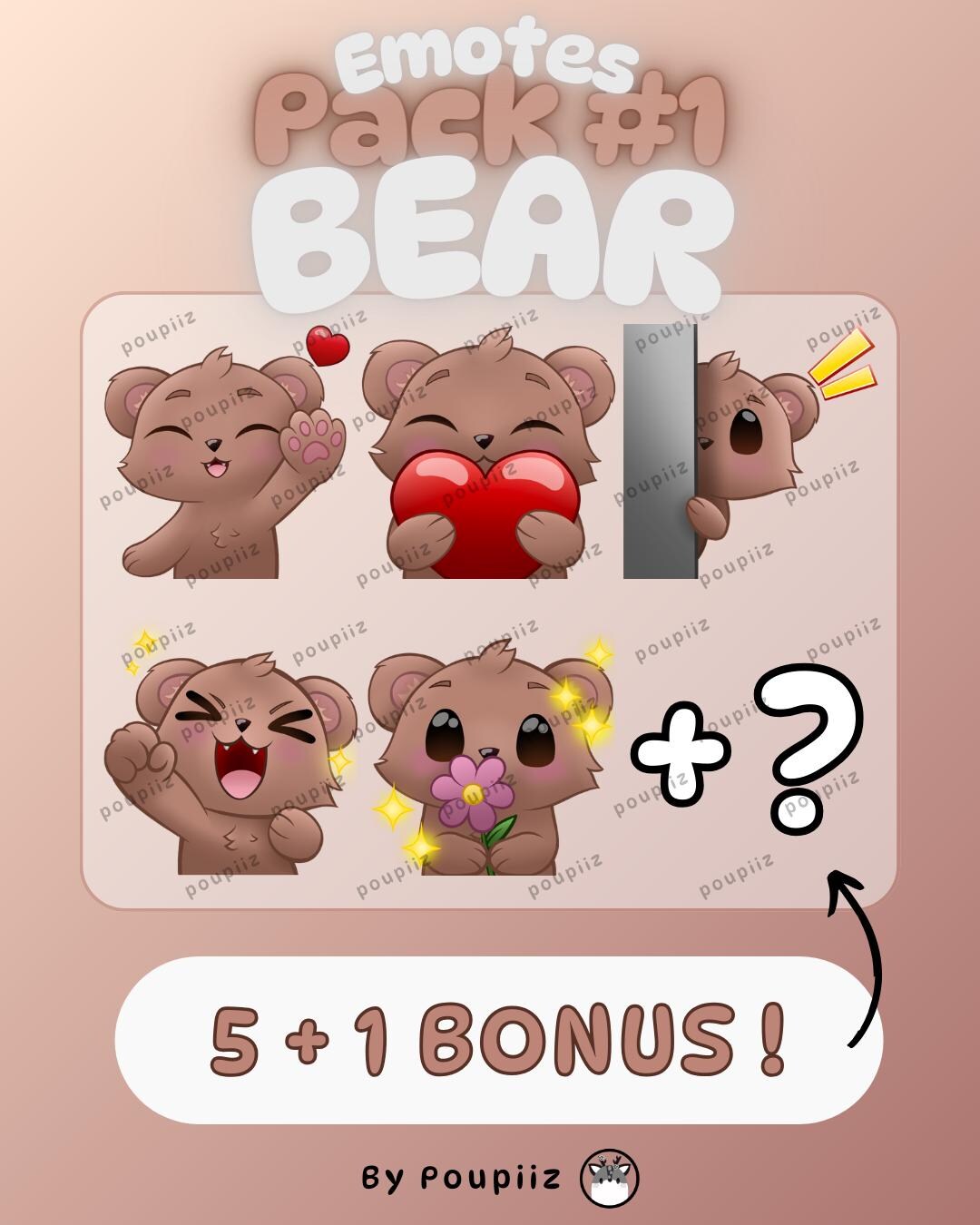 PACK #1 OURS ~ Emotes Twitch｜discord｜youtube ~ Lot De 6 émoticônes ...