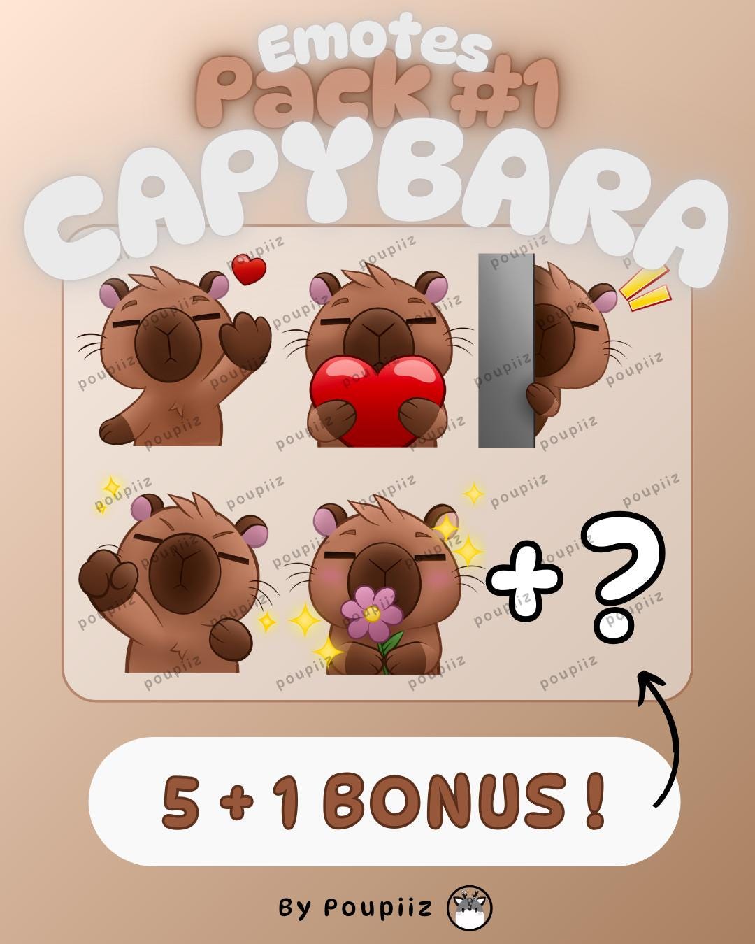 PACK #1 CAPYBARA ~ Twitch｜discord｜youtube Emotes ~ Set of 6 Fixed ...