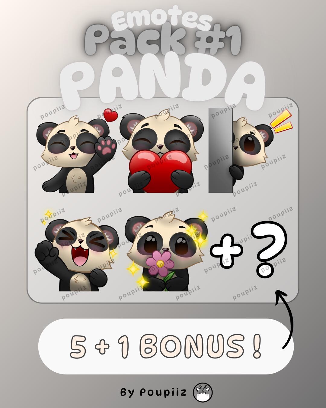 PACK #1 PANDA ~ Twitch｜discord｜youtube Emotes ~ Set of 6 Fixed ...