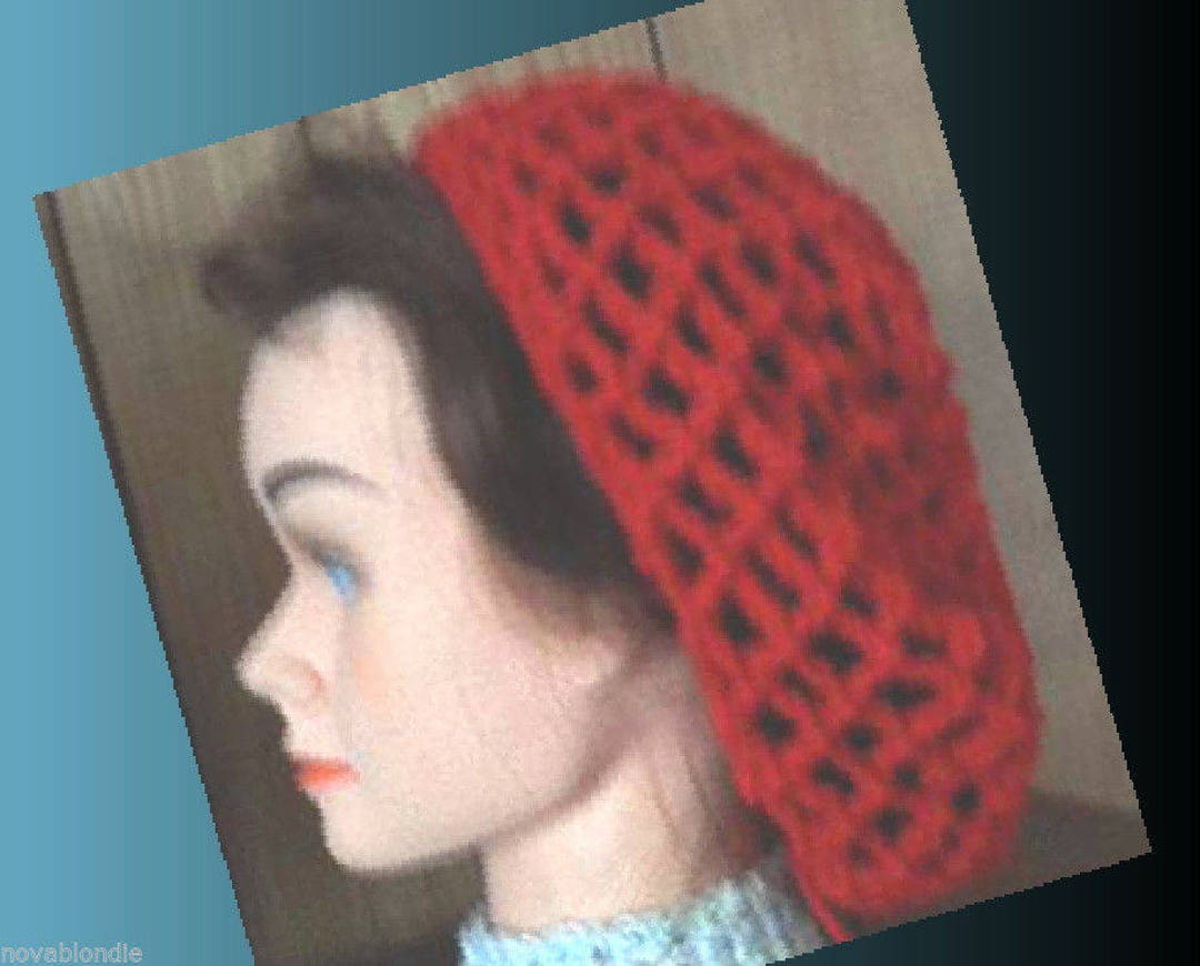 Hand Crochet Snood Fishnet Custom Slouchy Beret Beanie New Mesh Tam Hat ...