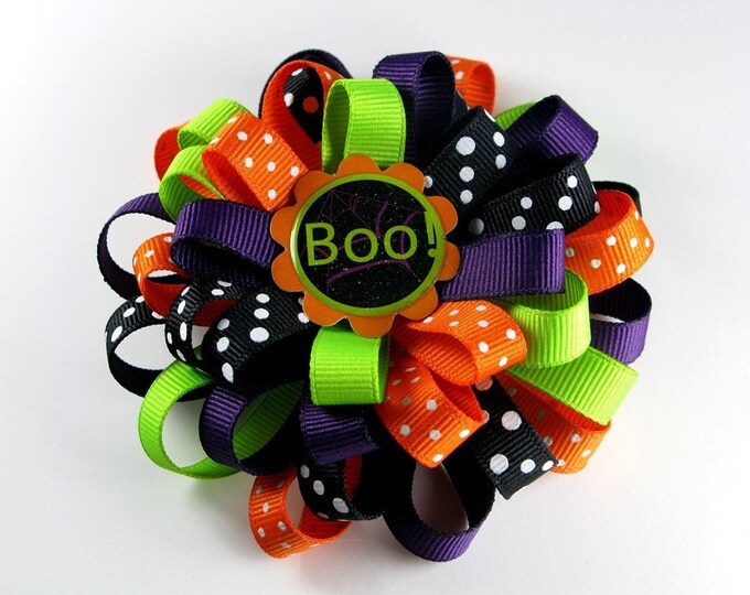 Boo Halloween Flower Loop Hair Bow - Etsy