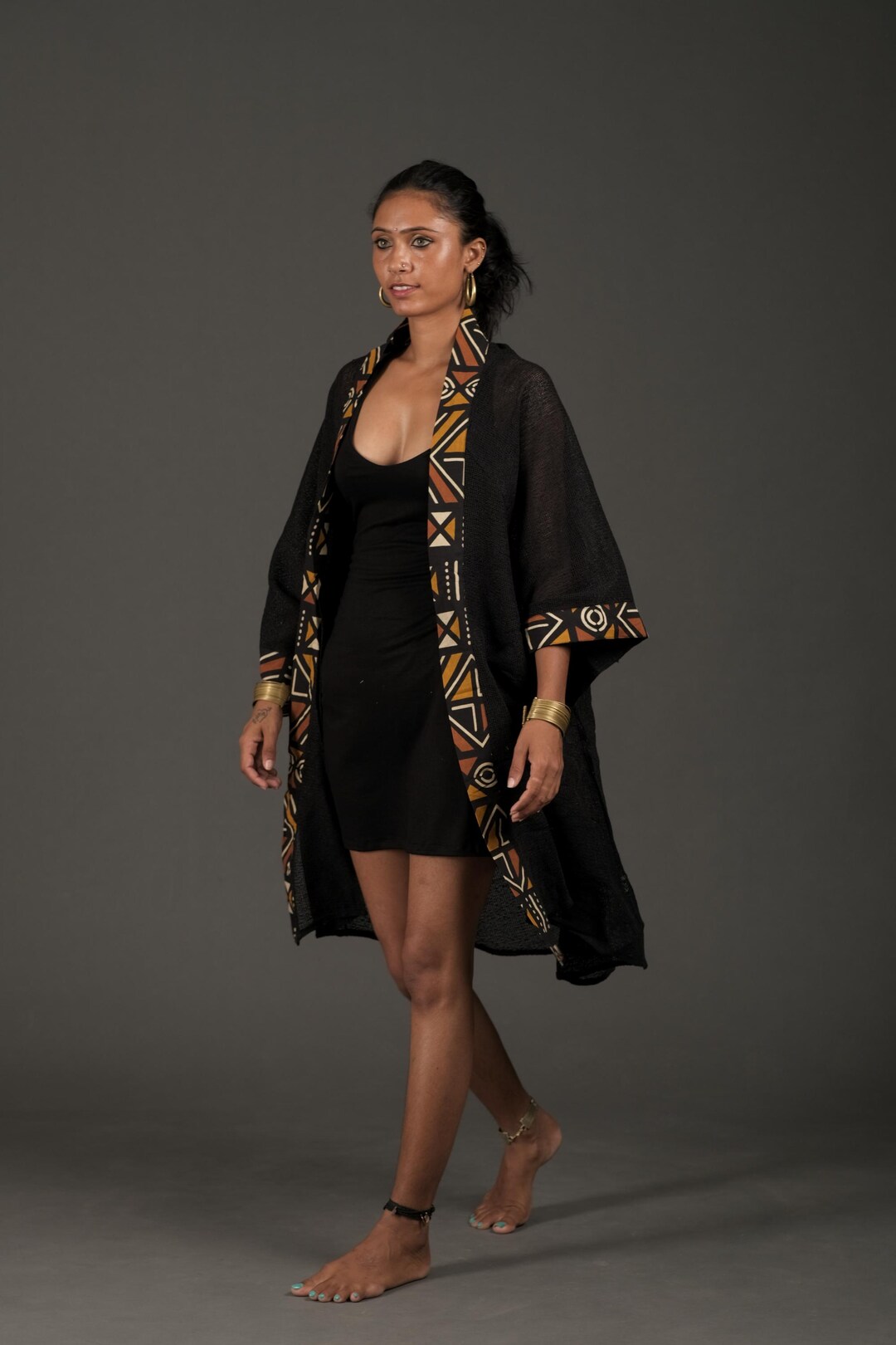 Raw Cotton Kimono Robe, Net See Through Cotton Cardigan, Bohemian ...