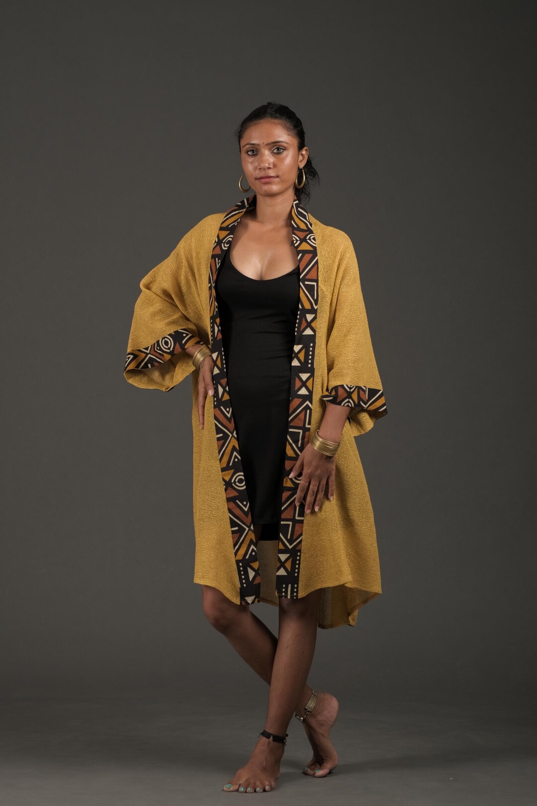 Raw Cotton Kimono Robe, Net See Through Cotton Cardigan, Bohemian ...