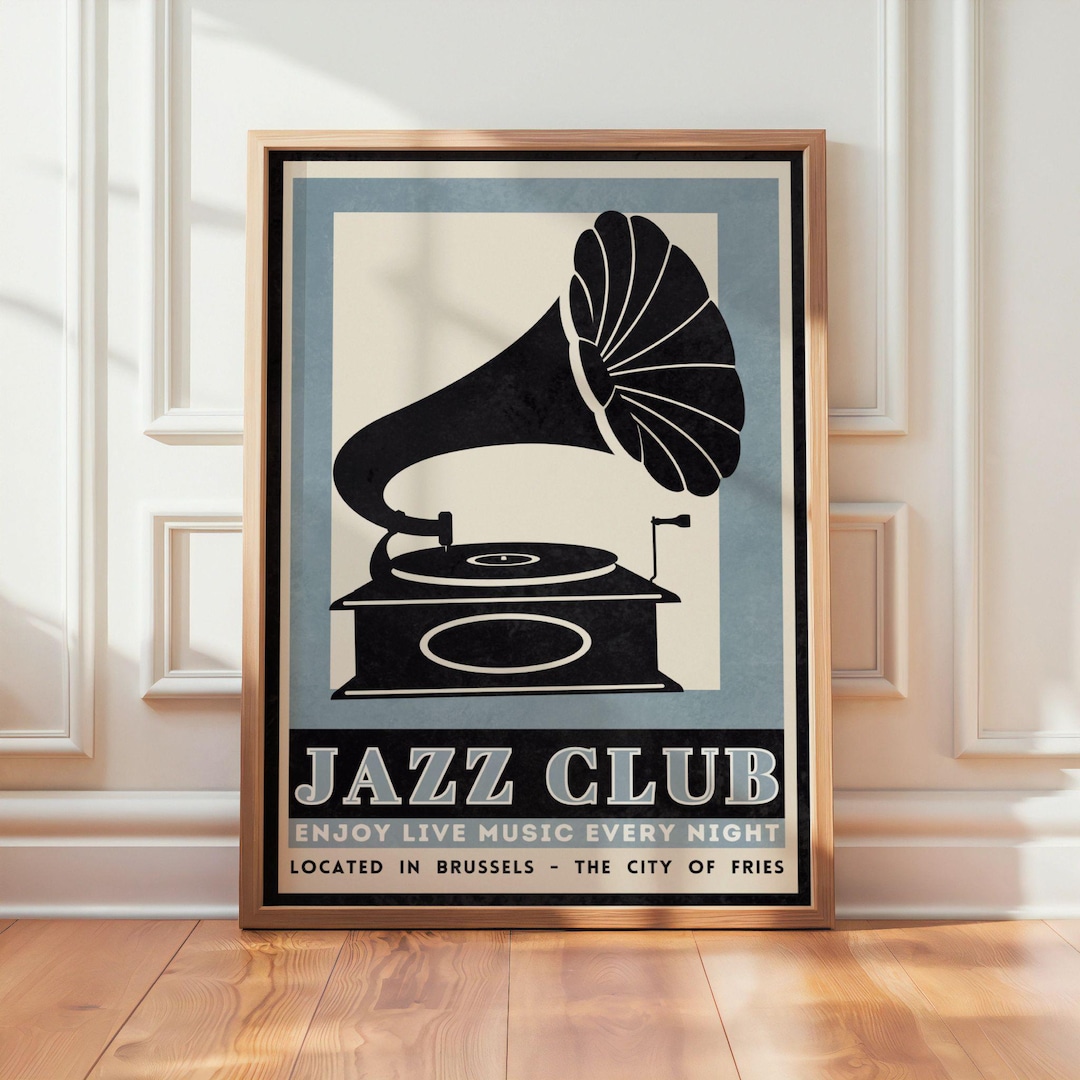 Jazz Club Poster | Minimalist Jazz Music Poster | Vintage Wall Art ...