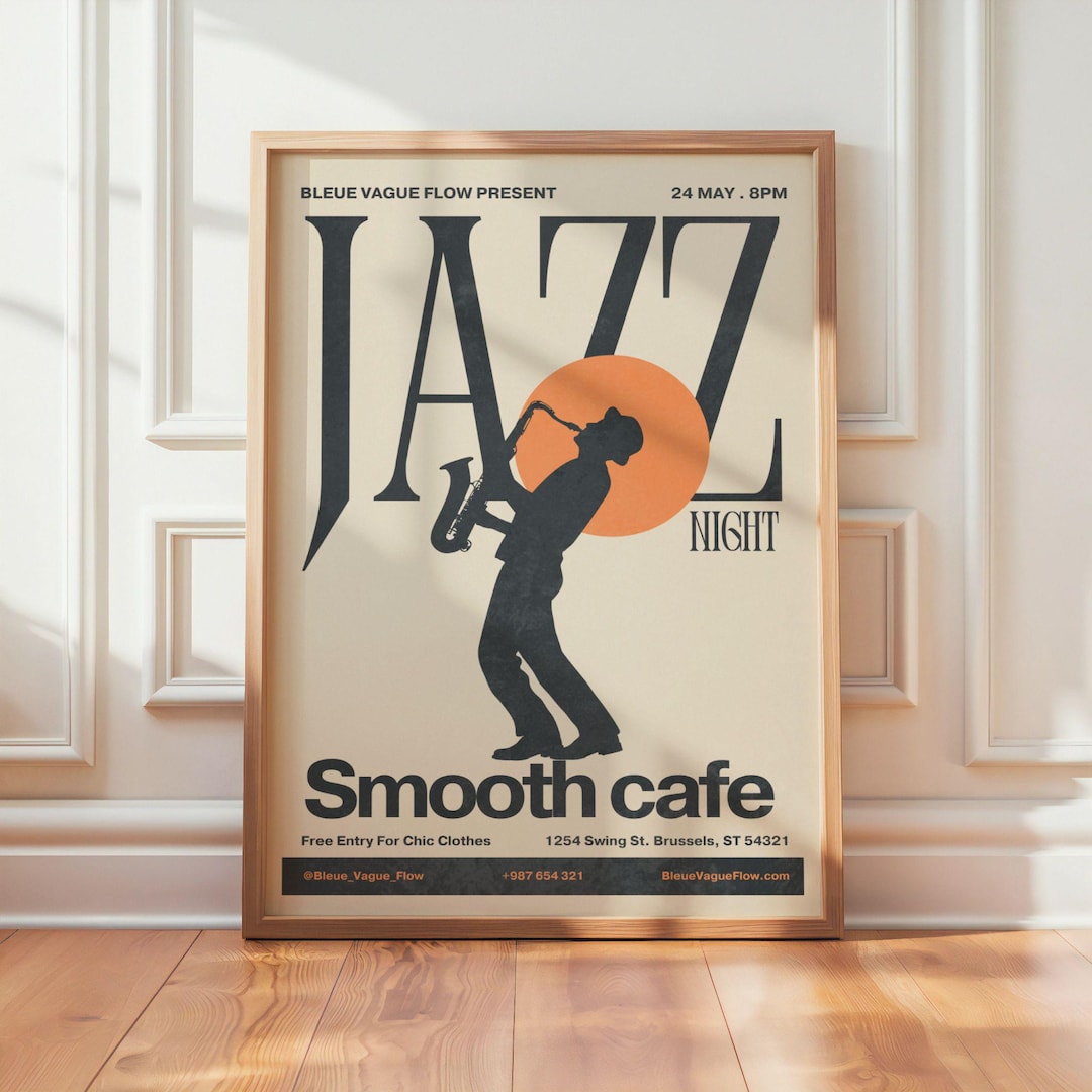 Jazz Club Poster | Minimalist Jazz Music Poster | Vintage Wall Art ...