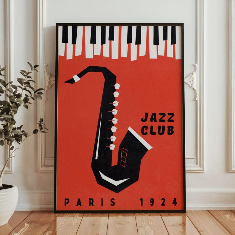 Jazz Club Poster | Minimalist Jazz Music Poster | Vintage Wall Art ...