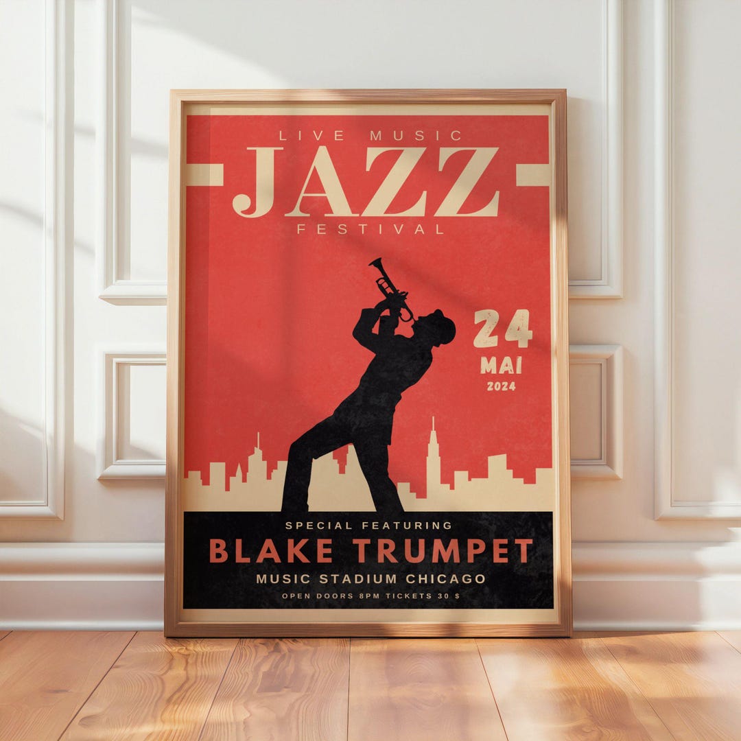 Jazz Club Poster | Minimalist Jazz Music Poster | Vintage Wall Art ...