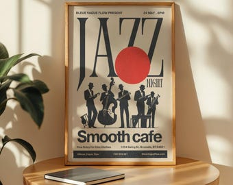 Jazz Club Poster | Minimalist Jazz Music Poster | Vintage Wall Art ...