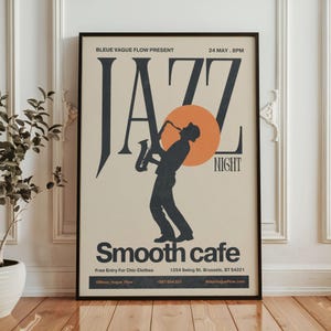 Jazz Club Poster | Minimalist Jazz Music Poster | Vintage Wall Art ...