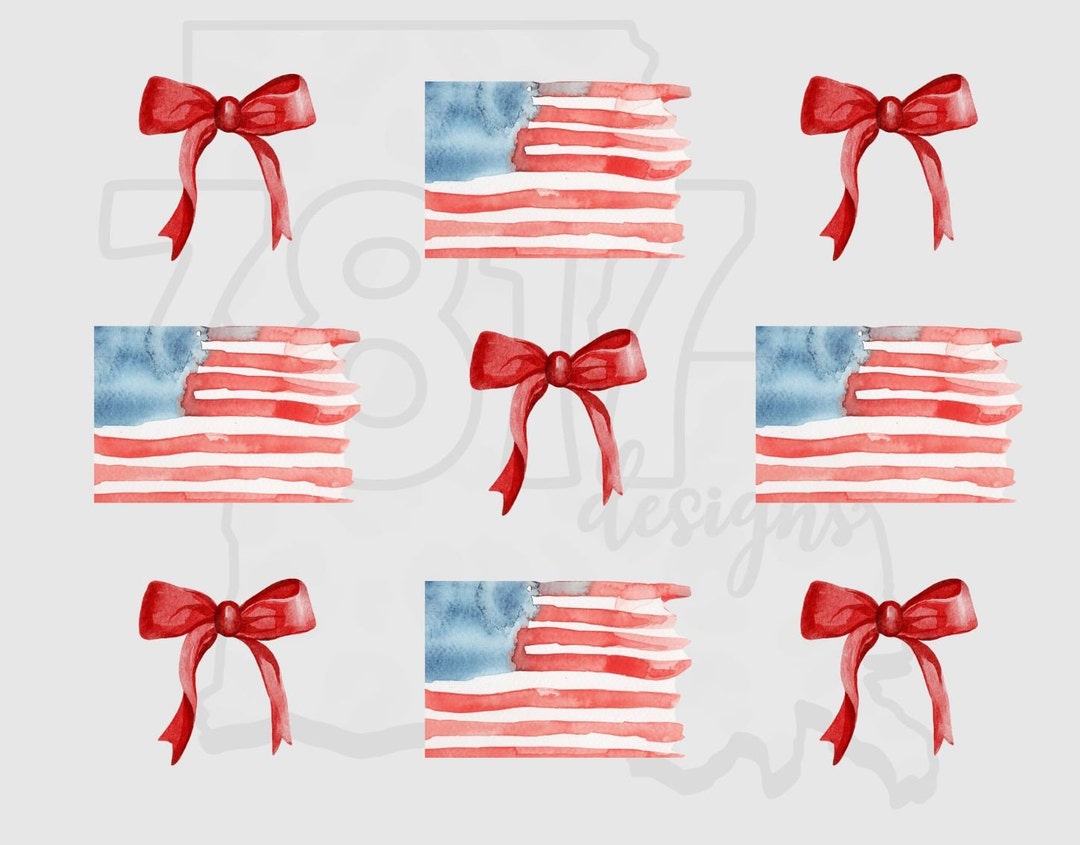 Bow and Flag Png Bundle, Coquette 4th of July Png, America Png, Fourth ...