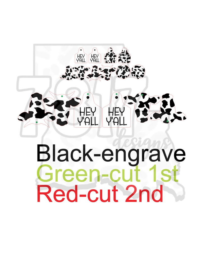 Cow Pattern Earrings SVG File. Digital File Only. Steer, Cow, Ear Tag ...