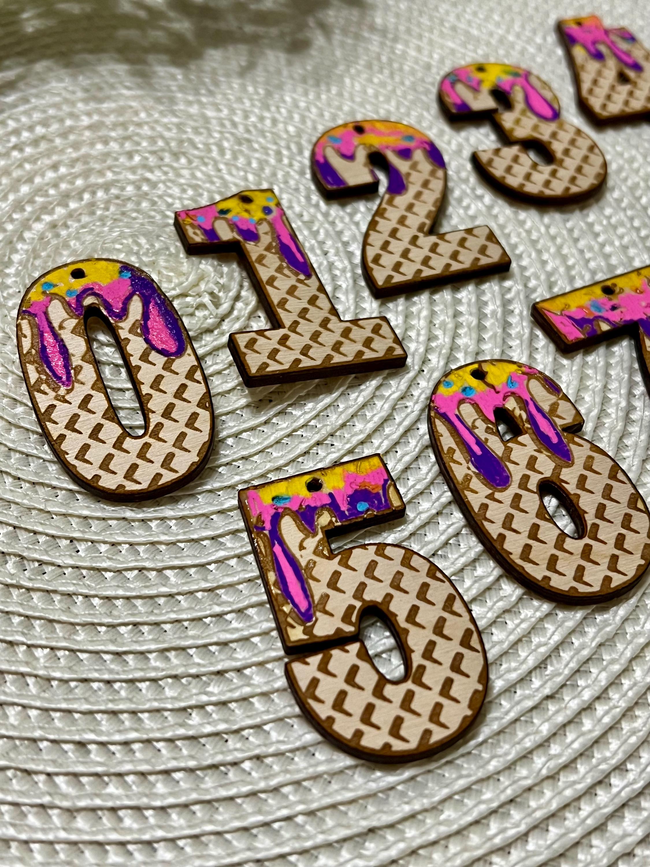 Ice Cream Drip Numbers- SVG & PNG - Digital File-number Earring File ...