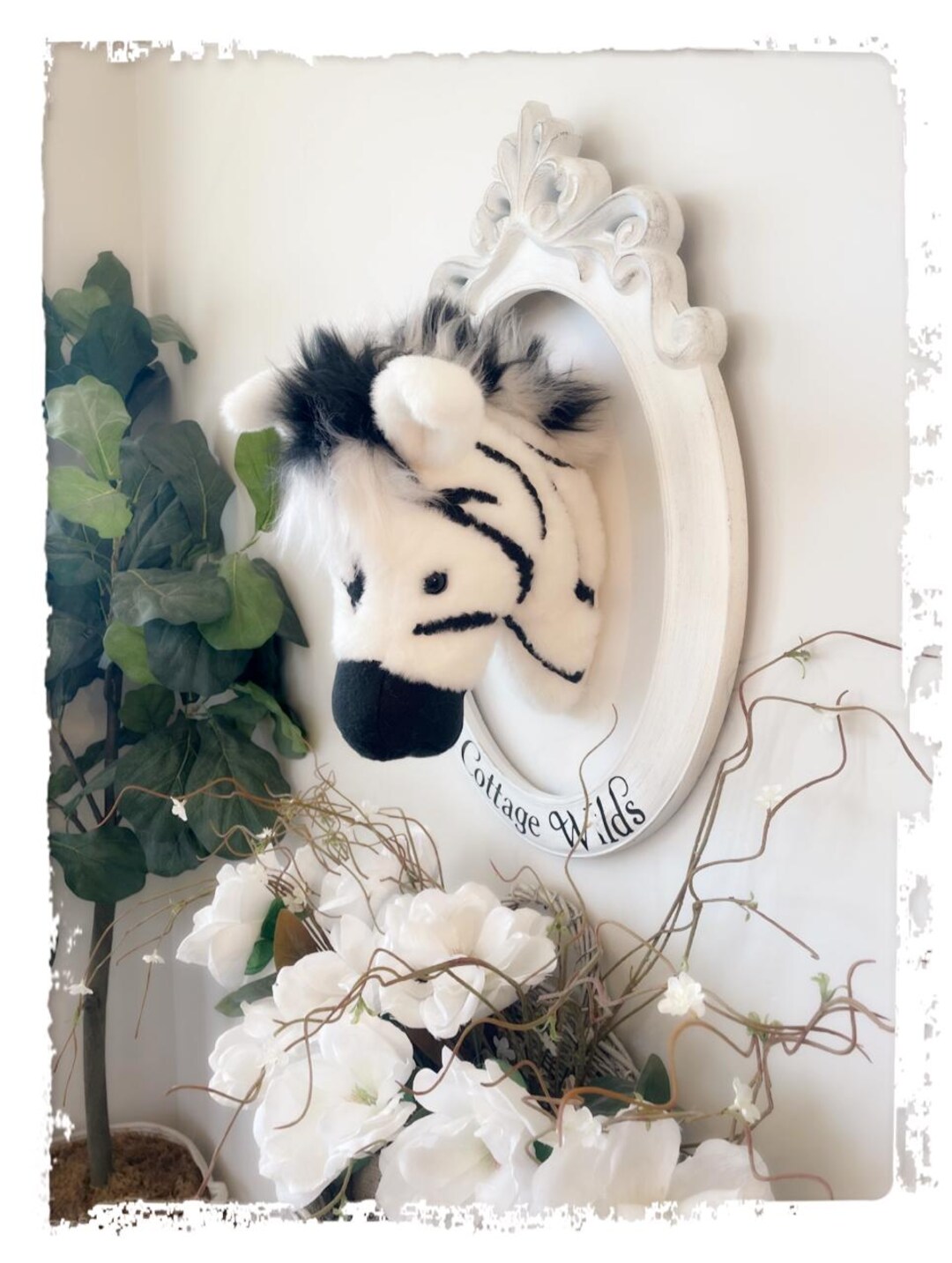 Plush Zebra Faux Head Wall Sculpture, Safari Nursery Zebra Faux ...