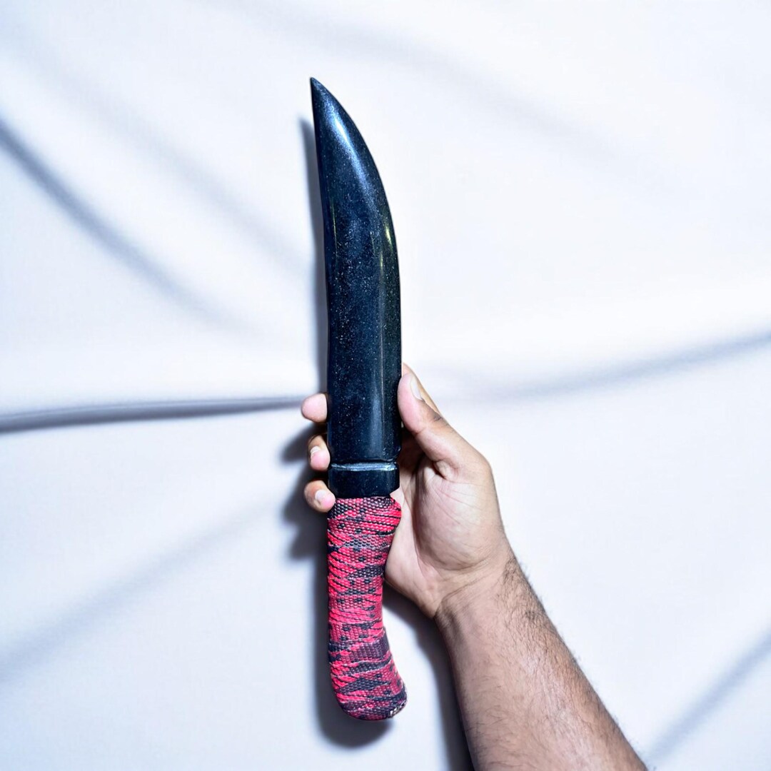 14-inch Natural Black Tourmaline Knife – Hand-knapped Crystal Dagger ...