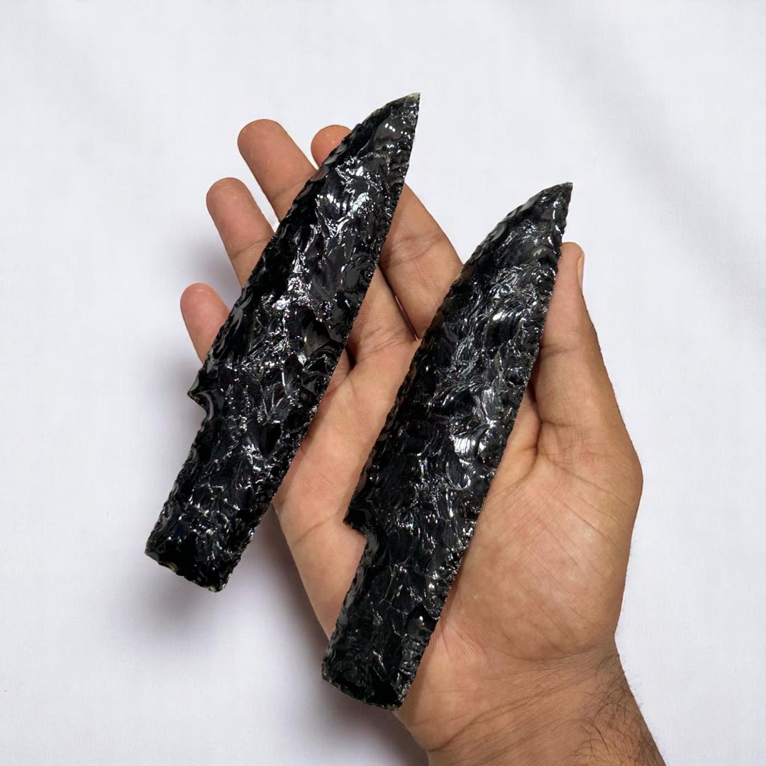Black Obsidian Athame Knife Pair | 2 Handcrafted Obsidian Crystal ...