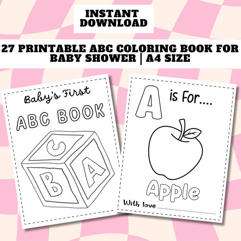 ABC Baby Shower Coloring Book – Printable Alphabet Activity for Kids ...