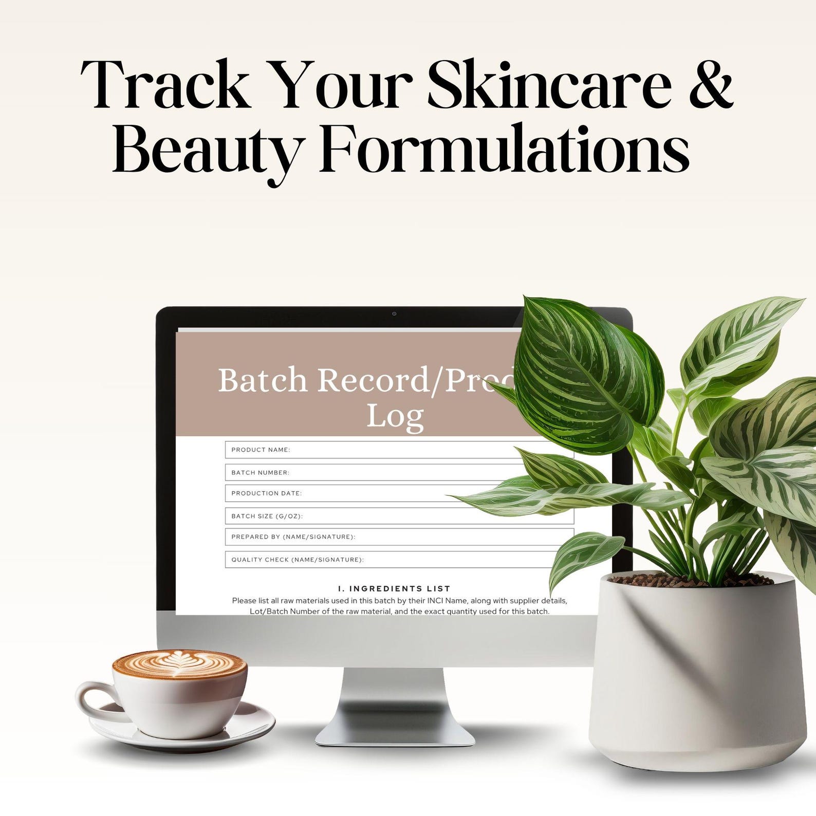 Cosmetic Batch Record Sheet Template | Production Log for Skincare ...