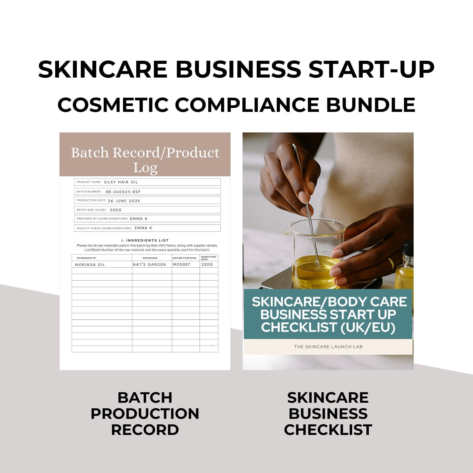 Cosmetic Compliance Toolkit: PIF Template, Batch Record, Startup ...